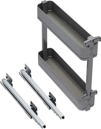 Emuca Emuca Flaschenregal seitlich ausziehbar Harmony mit Soft-Close, Modul Breite 150mm H&ouml;he 700mm, Stahl und Holz, Anthrazitgrau