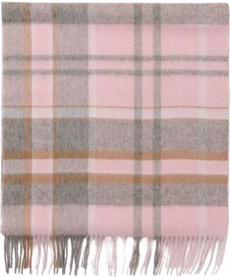 Failsworth &Eacute;charpe en laine dagneau pour femme Motif &agrave; carreaux Rose poudr&eacute; Taille unique, Carreaux blush, Taille Unique