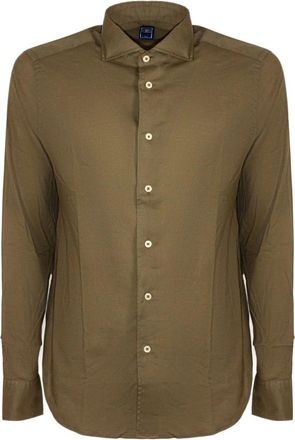 Fedeli Homme, Chemises, Vert, Taille: L Cotton Voile Shirt