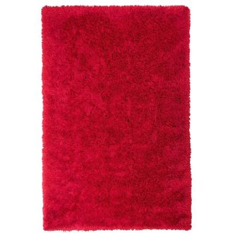 Beliani Beliani - Tapis Shaggy Poil Long Rouge en Polyester et Coton pour Chambre ou Salon au Style Scandinave 140 x 200 cm