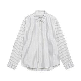 Ami Gestreiftes Hemd mit durchgehender Knopfleiste - - Shirts - Herren - Wei&szlig; - XL