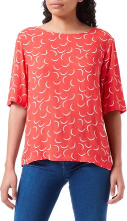 Ichi IHMARRAKECH AOP SS7 Damen Bluse Shirtbluse Kurzarm mit Rundhalsausschnitt und Allover-Print, Größe:M, Farbe:Bittersweet (171663)