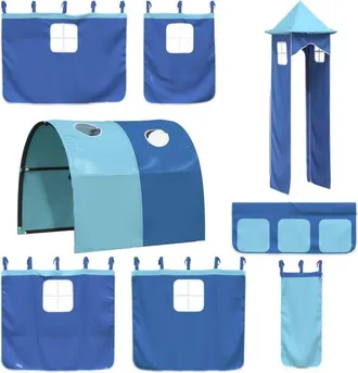 vidaXL Vorh&auml;nge f&uuml;r Hochbett mit Tunnel und Turm Blau Vidaxl