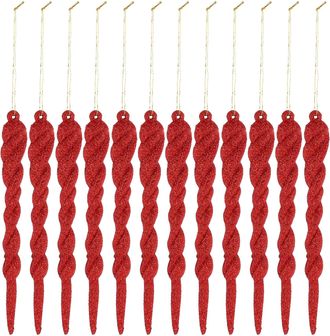 NUOBESTY 12st&uuml;cke Glitzer Eiszapfen Anh&auml;nger Weihnachtsbaumschmuck Eiszapfen Dekoration Weihnachts Ornament H&auml;nge Schmuck f&uuml;r Fenster T&uuml;r Party Deko