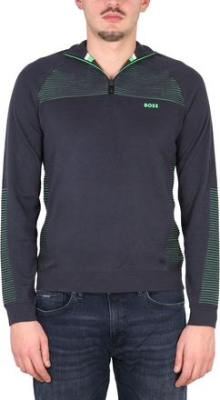 HUGO BOSS Cotton Turtleneck Sweater - Blue