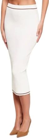 A|X Armani Exchange Femme, Jupes, Blanc, Taille: 38 FR Jupe Midi en Tissu Technique