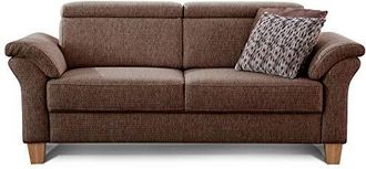 Cavadore Cavadore 3-Sitzer Sofa Ammerland / Couch mit Federkern im Landhausstil / Inkl. verstellbaren Kopfstützen / 186 x 84 x 93 / Strukturstoff braun