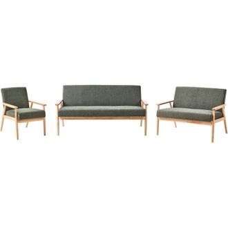 Beliani Sofa Set 6-Sitzer ESRUM Stoff Hellbraun / Gr&uuml;n