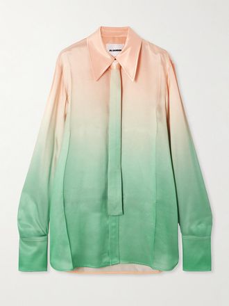 Jil Sander Oversized-hemd Aus Satin Mit Farbverlauf Und Krawatte - Mehrfarbig