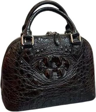 Generic Sac &agrave; main femme en cuir dalligator v&eacute;ritable noir, style crocodile, bandouli&egrave;re simple, 25 cm (longueur) x 18 cm (hauteur) x 12 cm (profondeur)