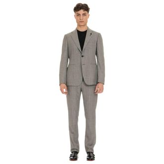 Lardini Grauer Prince of Wales Wollanzug - - Suits - Herren - Grau - L