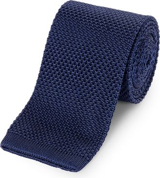 CHARLES TYRWHITT Schmale Strickkrawatte aus Seide - K&ouml;nigsblau