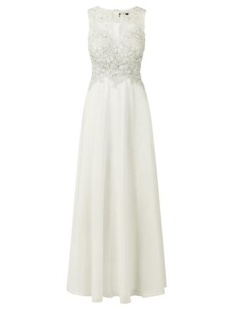 Apart Fashion APART Abendkleid mit floraler Spitze und Tüll-Einsatz, Creme, 44