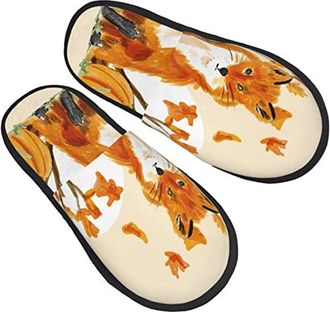 Generic Chaussons Femme Homme Renard DAutomne Et Citrouille Chaussures DInt&eacute;rieur Confort Maison Pantoufles Chaude Pantoufles En Peluche Pour Voyager Int&eacute;rieu