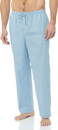 Amazon Essentials Herren Gewebte Straight-Fit Pyjamahose Mit Taschen, Blau Geometrisches Muster, XXL