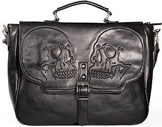 Banned Fire Armor Cartable Sac Bandoulière Tête de Mort Embossé Simili Cuir Gothique