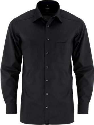 Olymp Luxor modern fit Hemd extra Langer Arm Popeline schwarz