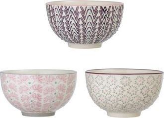 Bloomingville Schale Maya, rosa grau lila, Keramik, 3er Set, 11,5 x 6,5 cm (Ø/H)