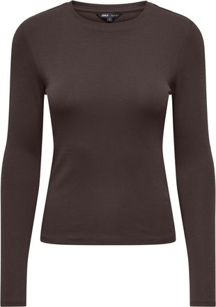 Only Damen Onlriley O-Neck L/S JRS Noos Basic Top Mit O-Ausschnitt Und Langen &Auml;rmeln F&uuml;r Junge Frauen, Seal Brown, 3XL