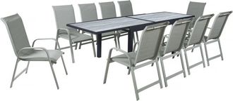 Habitat et Jardin Garten-Essgruppe ausziehbar aus Aluminium Lagos - 140/280 x 90 x 76 cm - 10 Personen - Hellgrau