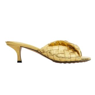 Bottega Veneta Femme, Chaussures, Jaune, Taille: 36 EU Chaussures Plates Intrecciato Dor&eacute;es