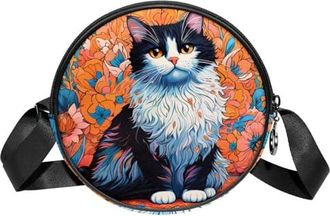 Generic Petit sac &agrave; bandouli&egrave;re rond pour femme, petit sac &agrave; bandouli&egrave;re avec fermeture &eacute;clair et bretelles r&eacute;glables style d&eacute;contract&eacute; pour femmes et filles