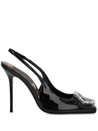 Philipp Plein escarpins en cuir &agrave; d&eacute;tail de boucle - Noir