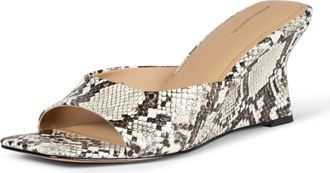 Amazon Essentials Damen Sandalen mit Keilabsatz, Graues Schlangenlederimitat, 39.5 EU