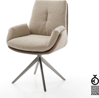 DELIFE Drehstuhl Clea-Flex Materialmix Schlamm Kreuzgestell breit Graphit 360&deg; drehbar Wippfunktion, Esszimmerst&uuml;hle