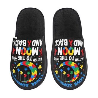 Generic Pantoufles De Maison JAime Avec LAutisme Jusqu&Agrave; La Lune Et Retour Lavables Accueil Pantoufles Portative Chaussons Pour Voyage Automne H&ocirc;tel M