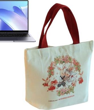 Generico Sac à bandoulière en toile esthétique, sac fourre-tout élégant en toile | Sac à bandoulière shopping avec motif lapin, sac à provisions décontracté po