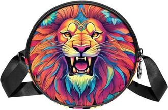 Generic Sac &agrave; bandouli&egrave;re rond pour femme, petit sac &agrave; bandouli&egrave;re avec fermeture &eacute;clair, bretelles r&eacute;glables, sac &agrave; main rond d&eacute;contract&eacute; pour femmes et fill