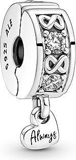Pandora Pandora Moments Charm clip Infini en argent sterling avec zircones cubiques transparentes et attache en silicone