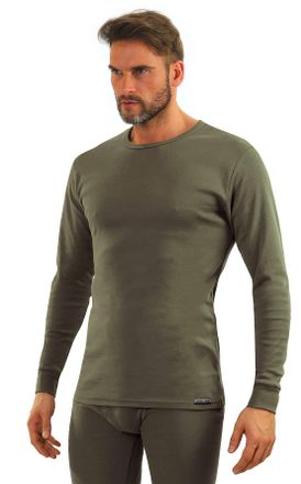 Sesto Senso Herren Langarm Unterhemd Gr&uuml;n Baumwolle Funktionsunterhemd mit Rundhalsausschnitt Funktionsshirt Thermo Unterw&auml;sche Winter XXL Gr&uuml;n - Khaki
