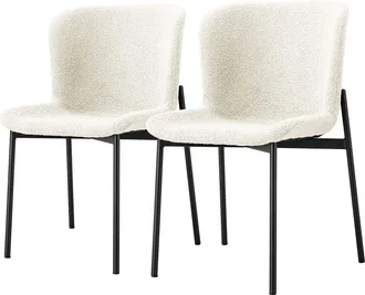 M&oslash;rteens home24 Polsterstuhl MOUZON 2er-Set 52 x 79 x 49cm Boucl&eacute; Stoff Holma: Creme Grau/Grau Schwarz