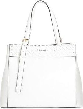 Cafènoir CafèNoir - Shopping avec motif denfilage et bandoulière réglable avec boucle, pour femme, couleur blanche, taille unique, Blanc, Taille unique