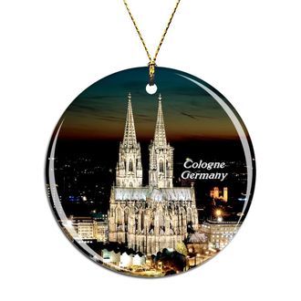 Generic Weihnachtsdeko Deutschland K&ouml;lner Dom Runde Basteln Weihnachten Bunte Weihnachtsbaumanh&auml;nger Aus Keramik F&uuml;r Zuhause Halloween T&uuml;r