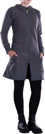 vishes Kapuzenfleecejacke Lange Kapuzenjacke Damen Fleece Hippiemantel &Uuml;bergangsjacke Hippie, Hoodie Style, Alternative Bekleidung