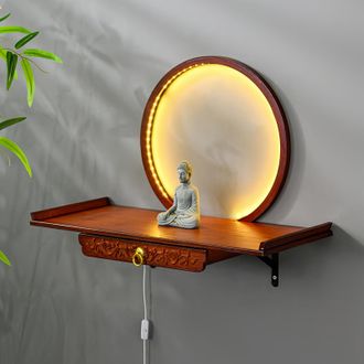 Generic Buddha-Altarregal Mit LED-Beleuchtung, Wandmontierter Altartisch Mit Ausziehbarer Tafel, Pers&ouml;nlicher Schreinst&auml;nder, Gebets- Und Meditationstisch for