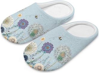 Coloranimal Pantoufles de spa pour femme - Pour chambre dh&ocirc;tes, maison - Bout ferm&eacute; - R&eacute;utilisable - Sandales dh&ocirc;tel, Abeille de pissenlit, 35.5/36.5 EU