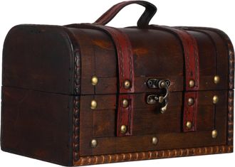 Lurrose Holzschatztruhe Mit Schloss Tragbare Vintage-schatztruhe Kleine Schatztruhe Im Vintage-Stil Dekorative Box Mit Schloss Für Erinnerungsstücke Und Klein