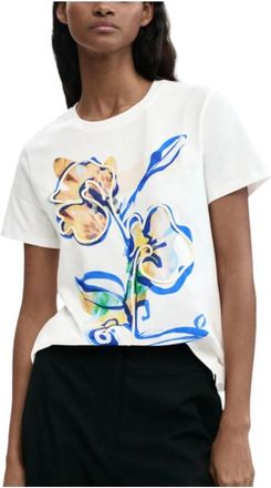 Desigual Femme, Tops, Blanc, Taille: 42 FR T-shirt Jardin &agrave; manches courtes