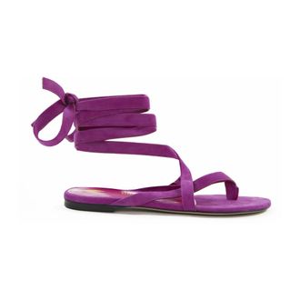 The Attico Femme, Chaussures, Violet, Taille: 36 EU Sandale Plate à Lacets Violette