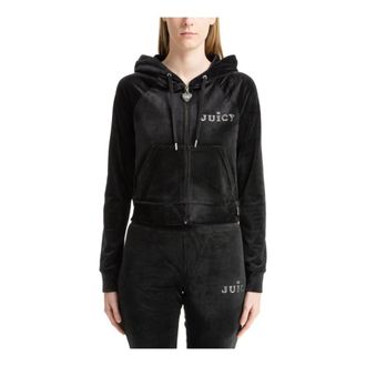 Juicy Couture Kapuzenpullover mit Kordelzug- Rei&szlig;verschluss- schlichtem Logo - - Sweatshirts & Hoodies - Damen - Schwarzk - M