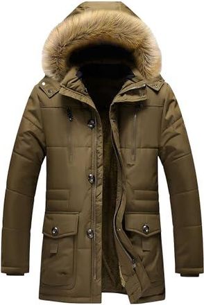 Generic Veste dhiver chaude &agrave; capuche en fausse fourrure pour homme avec doublure en polaire et capuche en fourrure - Parka imperm&eacute;able et coupe-vent, jaune, 