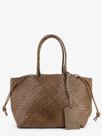 Ibeliv Bazika vegetable-tanned leather shouder bag with a woven - IBELIV - gender_Woman