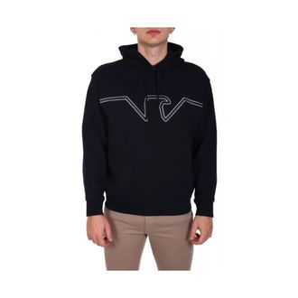 Emporio Armani Hooded Jersey Sweatshirt mit gepr&auml;gtem- gew&ouml;lbtem Logo - - Sweatshirts & Hoodies - Herren - Blau - L