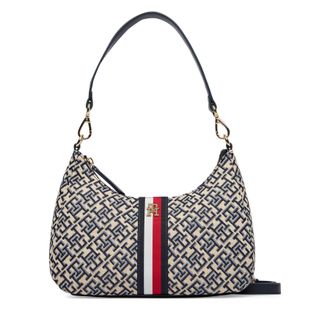Tommy Hilfiger Handtasche Tommy Hilfiger Th Jacquard Ess Shoulder Bag AW0AW19331 Blau