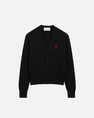 Ami Ami Paris - Cardigan noir en laine col V Ami de Coeur Noir - Taille : XXL - pour Homme