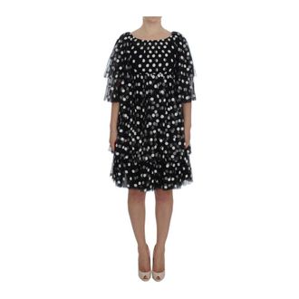 Dolce & Gabbana Gepunktetes R&uuml;schenkleid - - Dresses - Damen - Schwarzk - S